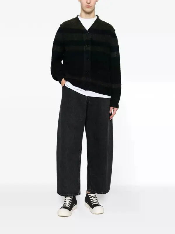 Sacai Striped Distressed Effect Cardigan