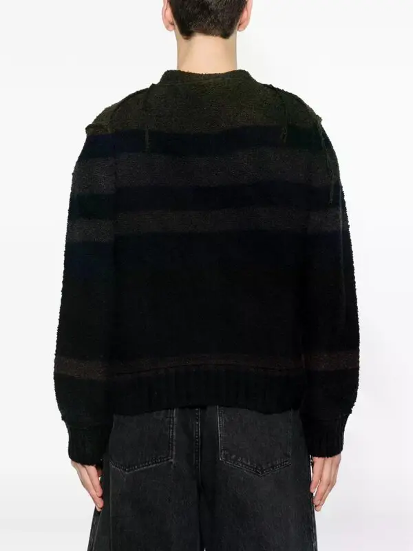 Sacai Striped Distressed Effect Cardigan