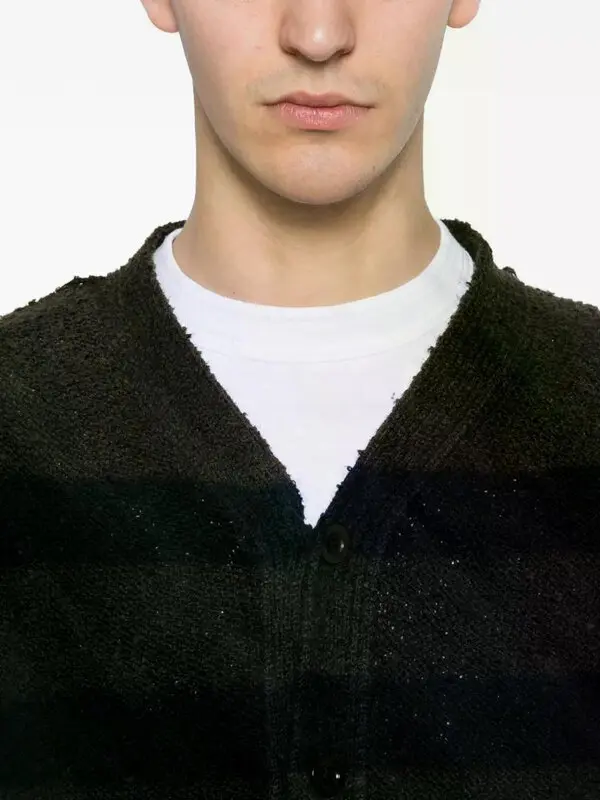 Sacai Striped Distressed Effect Cardigan
