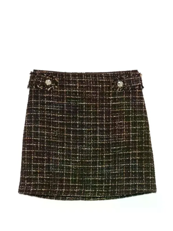 I BLUES Button-detail Checked Mini Skirt