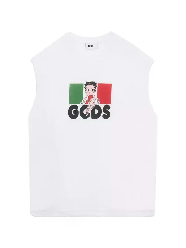 Gcds X Betty Boop Sleeveless Cotton T-shirt - White