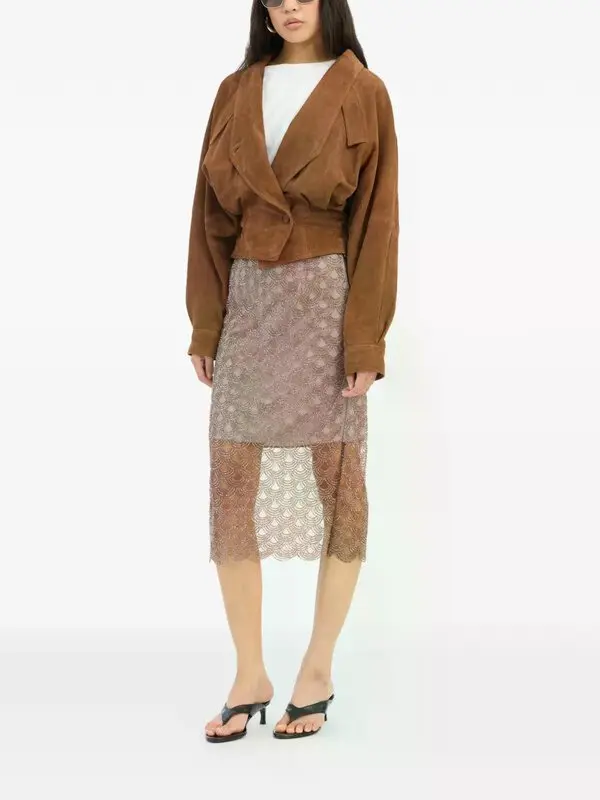 ROTATE BY BIRGER CHRISTENSEN Sequin-embellished Midi Skirt - Grey
