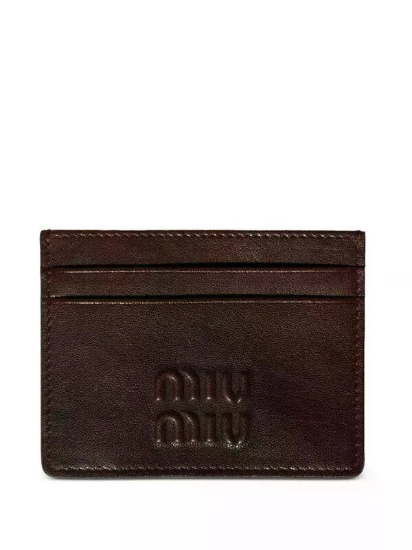 Miu Miu Nappa Leather Card Holder - Brown