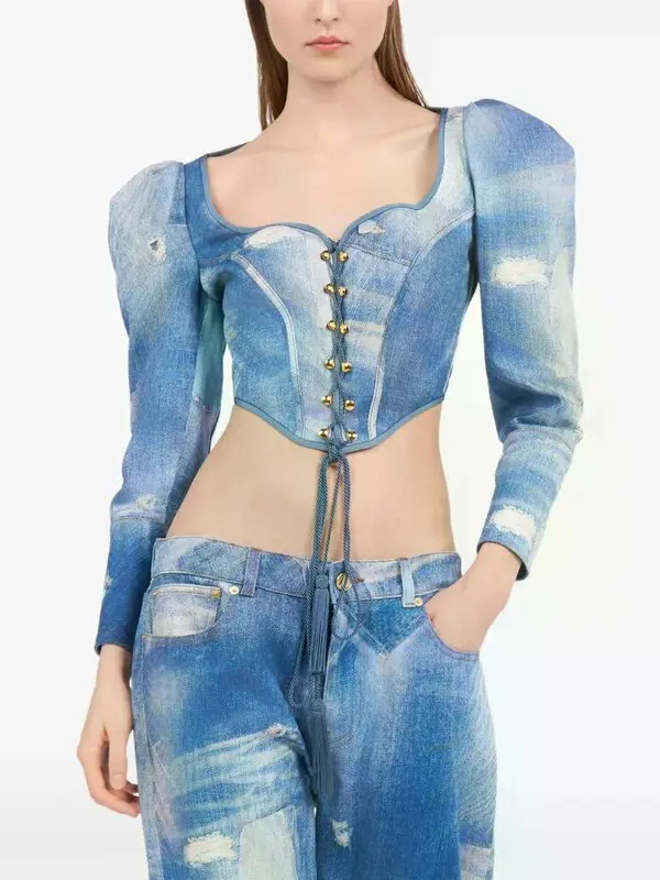 Roberto Cavalli Patchwork-effect Corset Top