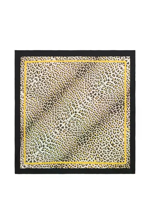 Roberto Cavalli Pop Jaguar Silk Scarf - Black