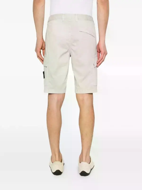 Stone Island Organic Cotton Stretch Broken Twill Shorts With 'old' Effect - Grey