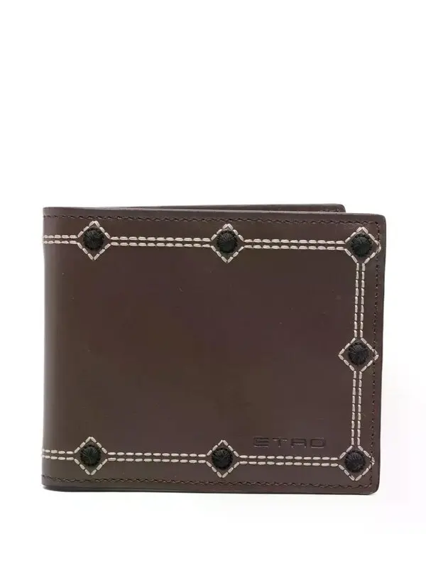 Etro Embroidery Leather Wallet - Brown