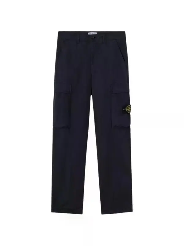 Stone Island Garment-dyed Cargo Pants With Logo Patch - Blue