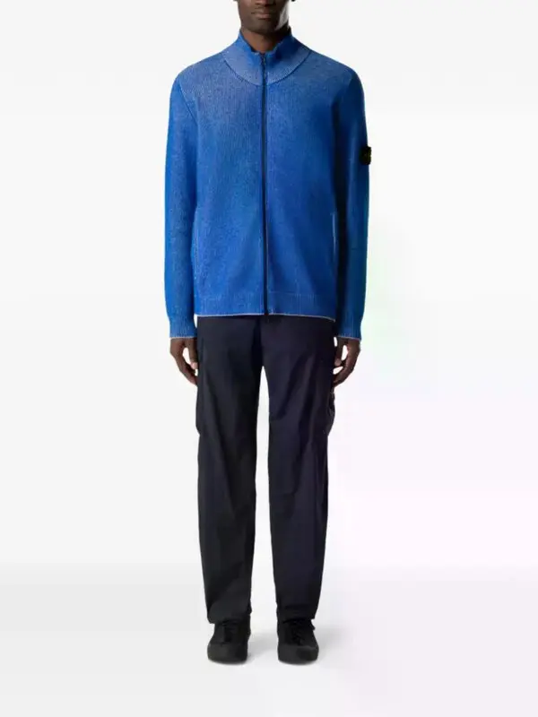 Stone Island Garment-dyed Cargo Pants With Logo Patch - Blue
