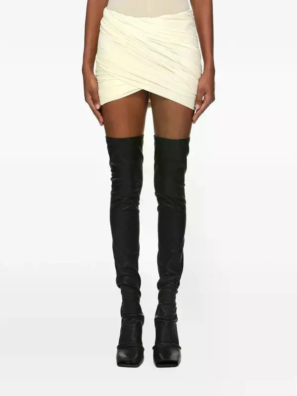 Rick Owens Ruched Mini Fitted Skirt - Neutrals