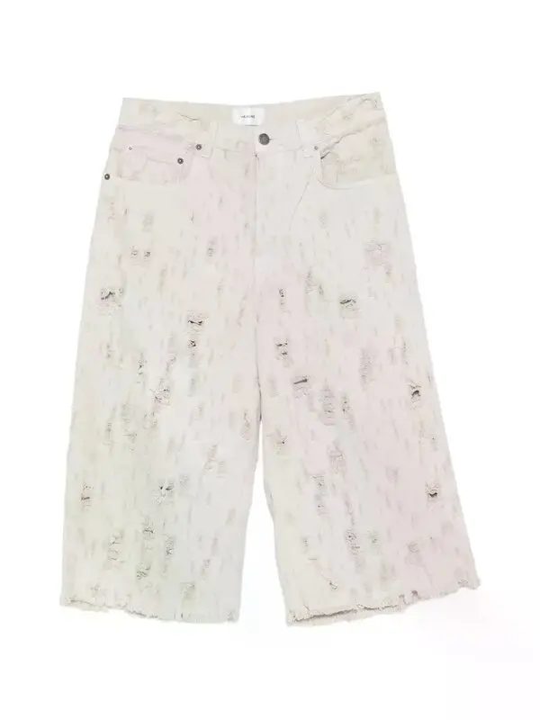 HAIKURE Distressed Denim Shorts - Neutrals