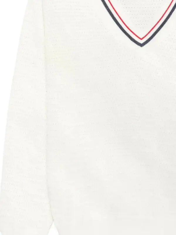 Rossignol V-neck Textured Knit Sweater - White