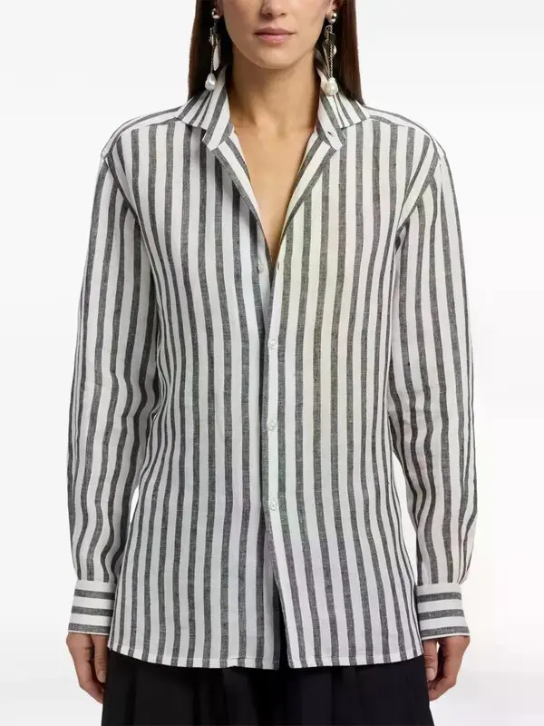 Ralph Lauren Striped Linen Capri Shirt - White