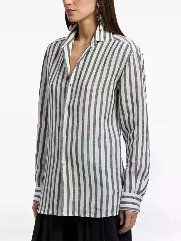 Ralph Lauren Striped Linen Capri Shirt - White