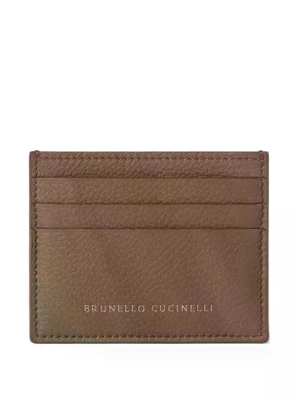 Brunello Cucinelli Grained Calfskin Card Case - Brown