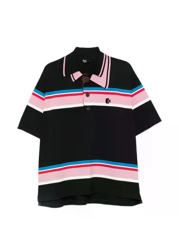 Kolor Striped Polo Shirt - Black