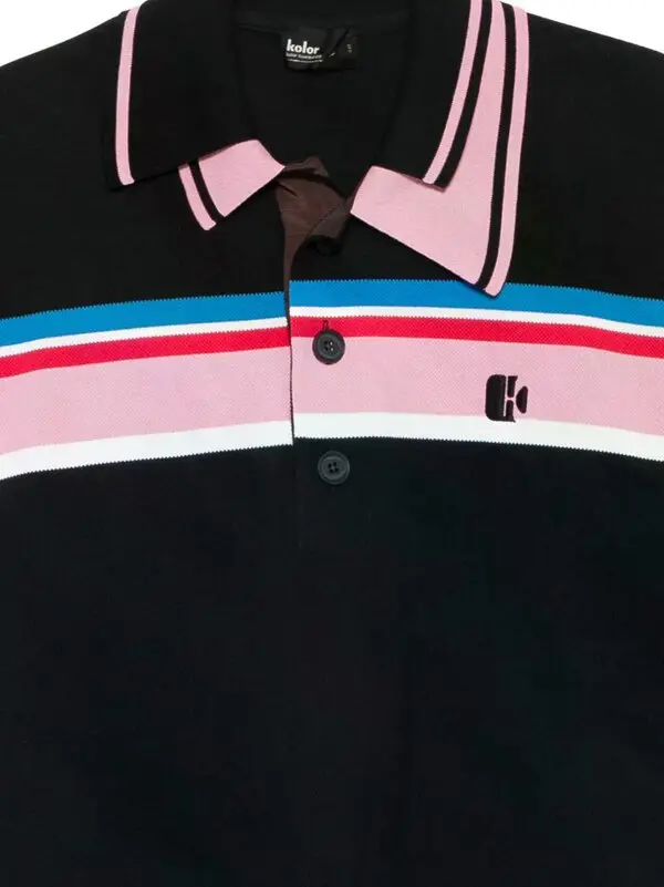 Kolor Striped Polo Shirt - Black