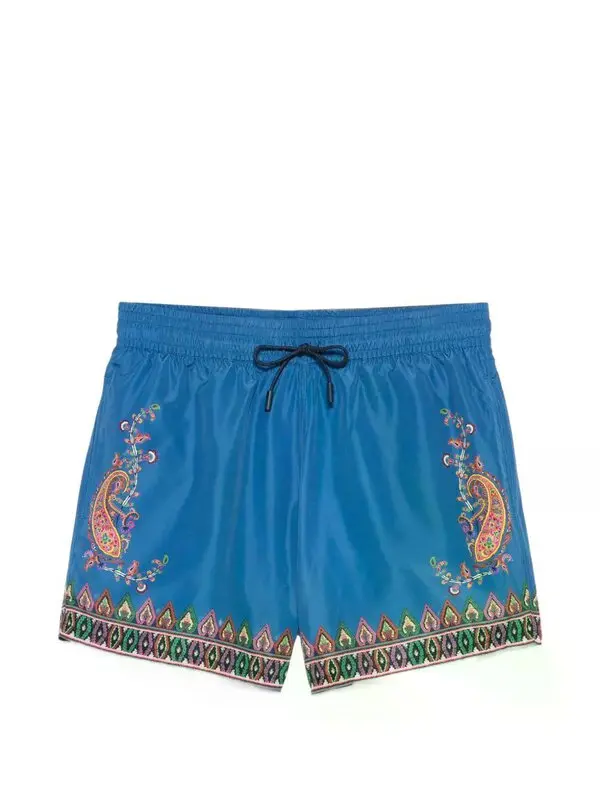 Etro Paisley-print Swim Shorts - Blue