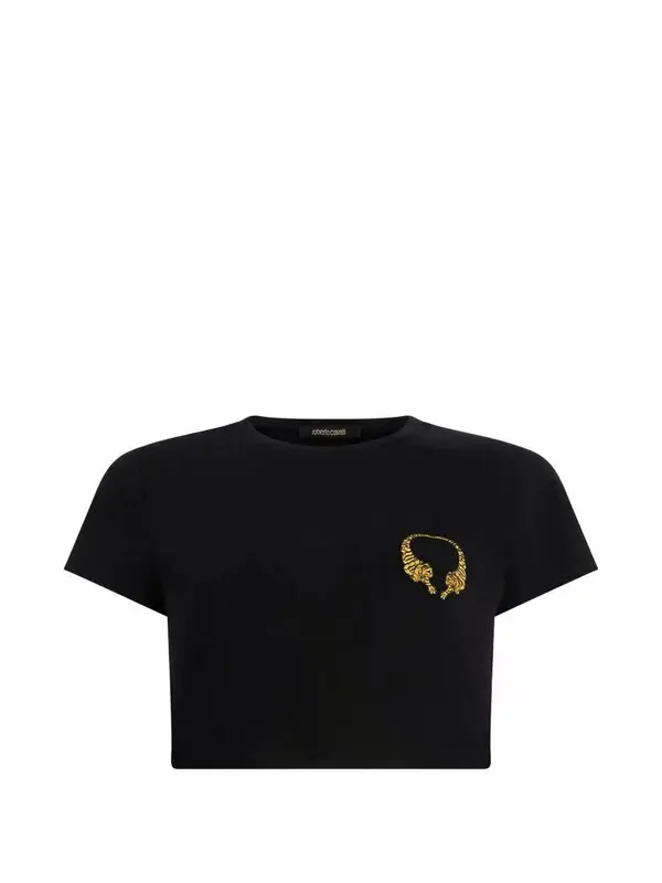 Roberto Cavalli Cropped Graphic T-shirt