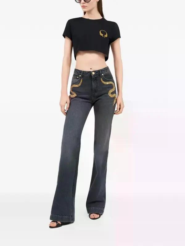 Roberto Cavalli Cropped Graphic T-shirt