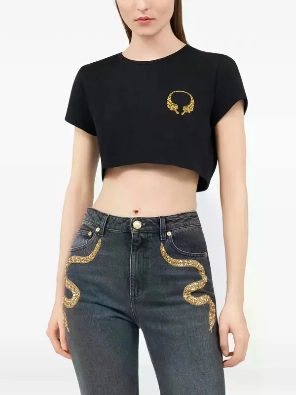 Roberto Cavalli Cropped Graphic T-shirt