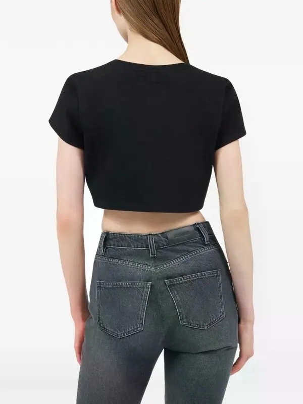 Roberto Cavalli Cropped Graphic T-shirt