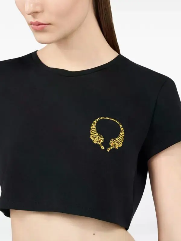 Roberto Cavalli Cropped Graphic T-shirt