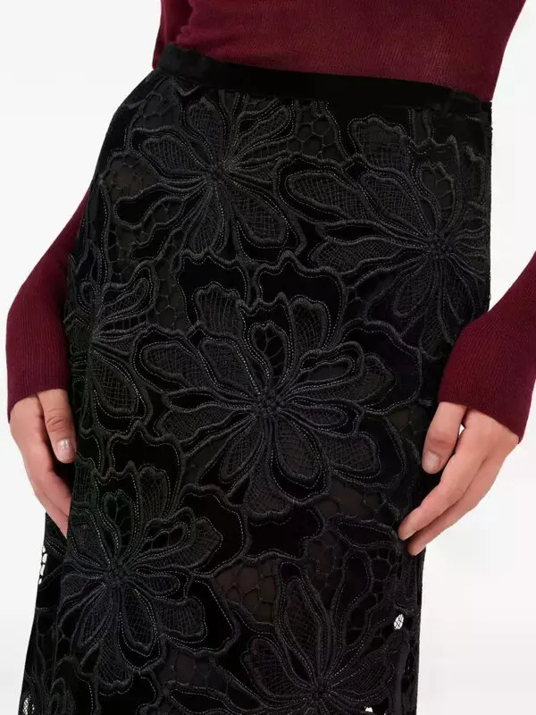 Roberto Cavalli Floral Lace Maxi Skirt