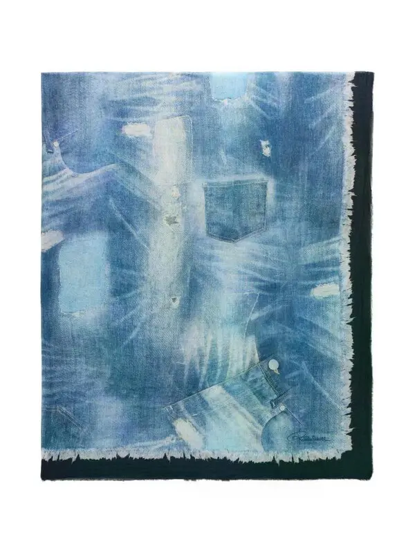 Roberto Cavalli Patchwork-effect Cotton Scarf - Blue