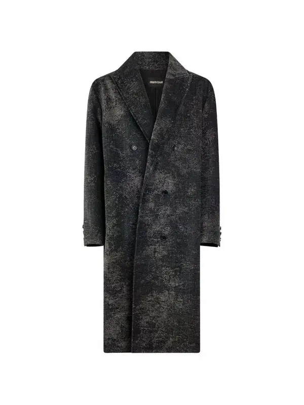 Roberto Cavalli Double-breasted Distressed-effect Coat