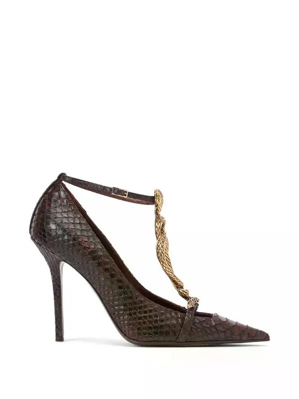 Roberto Cavalli Snake-motif Pointed-toe Pumps - Brown