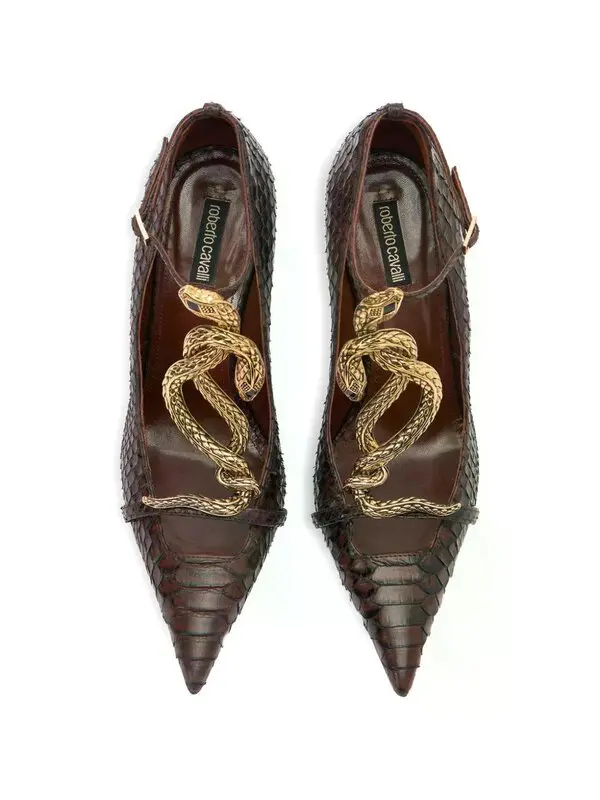 Roberto Cavalli Snake-motif Pointed-toe Pumps