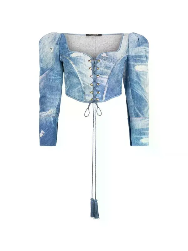 Roberto Cavalli Patchwork-effect Corset Top