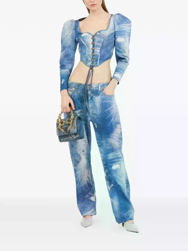 Roberto Cavalli Patchwork-effect Corset Top