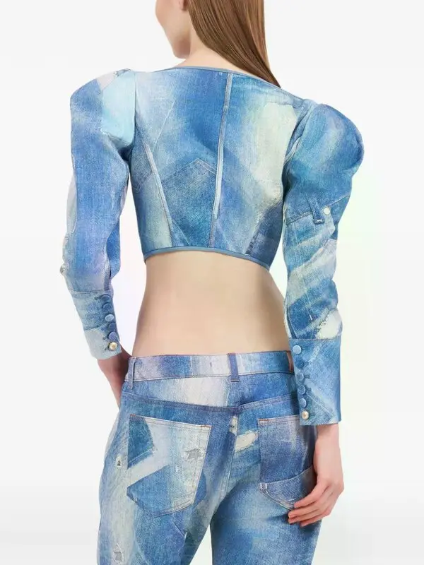 Roberto Cavalli Patchwork-effect Corset Top