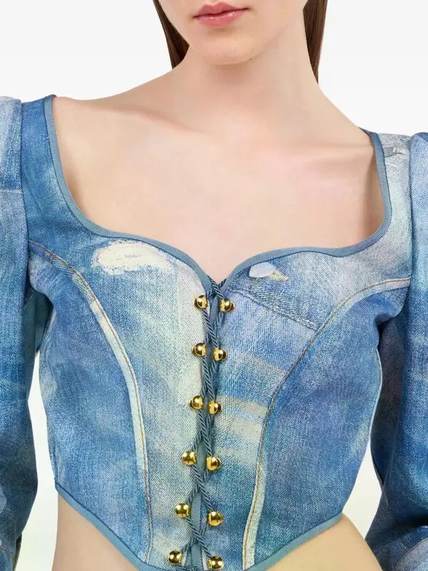 Roberto Cavalli Patchwork-effect Corset Top