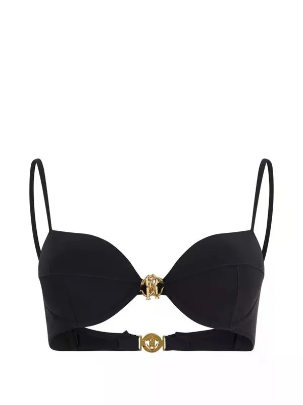 Roberto Cavalli Logo-detail Bikini Top - Black