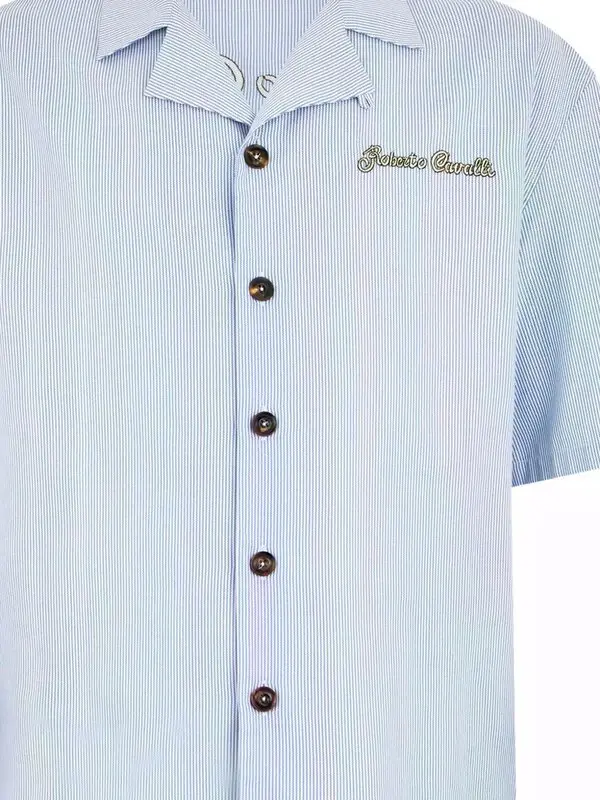 Roberto Cavalli Logo-embroidered Striped Shirt