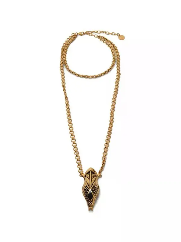 Roberto Cavalli Double-wrap Necklace With Snake Head Pendant - Gold