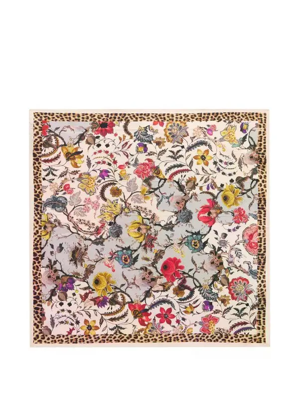 Roberto Cavalli Florentine Flowers Scarf - Neutrals