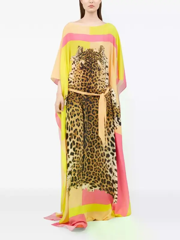 Roberto Cavalli Animal-print Belted Maxi Dress