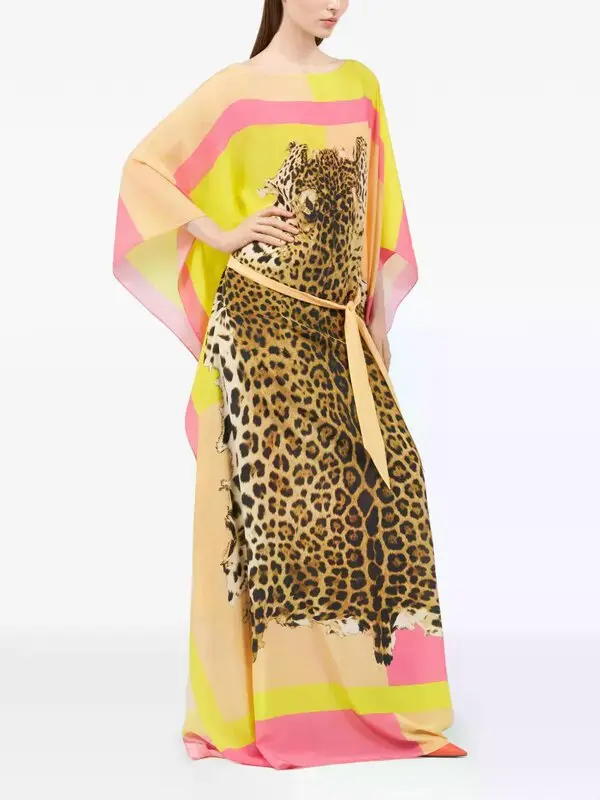 Roberto Cavalli Animal-print Belted Maxi Dress