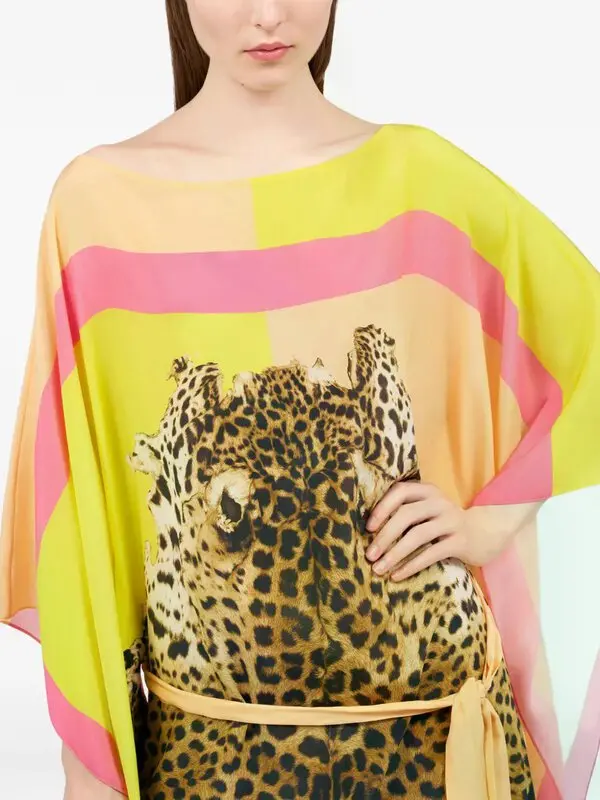 Roberto Cavalli Animal-print Belted Maxi Dress