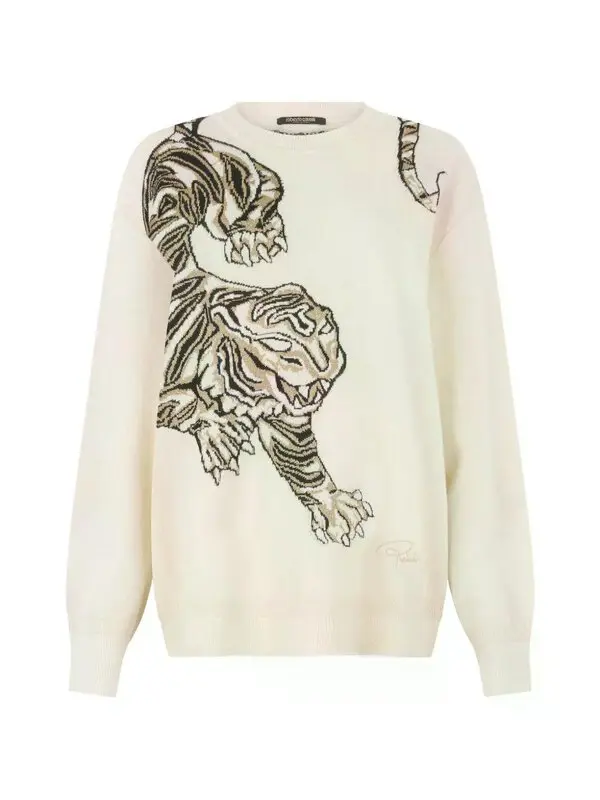 Roberto Cavalli Tiger-motif Sweater - Neutrals