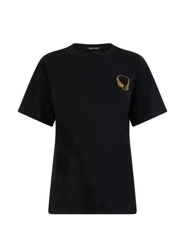 Roberto Cavalli Embroidered Logo T-shirt - Black