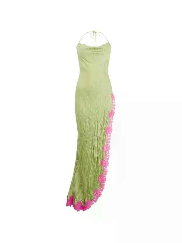 Roberto Cavalli Lace-trim Halterneck Maxi Dress