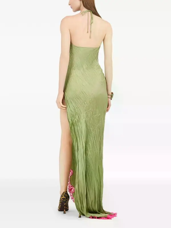 roberto cavalli dress green Lori Harvey Wears Vintage Roberto Cavalli Fall/Winter 1999 Green Fur Hem  Dress to the 2021 amfAR Gala