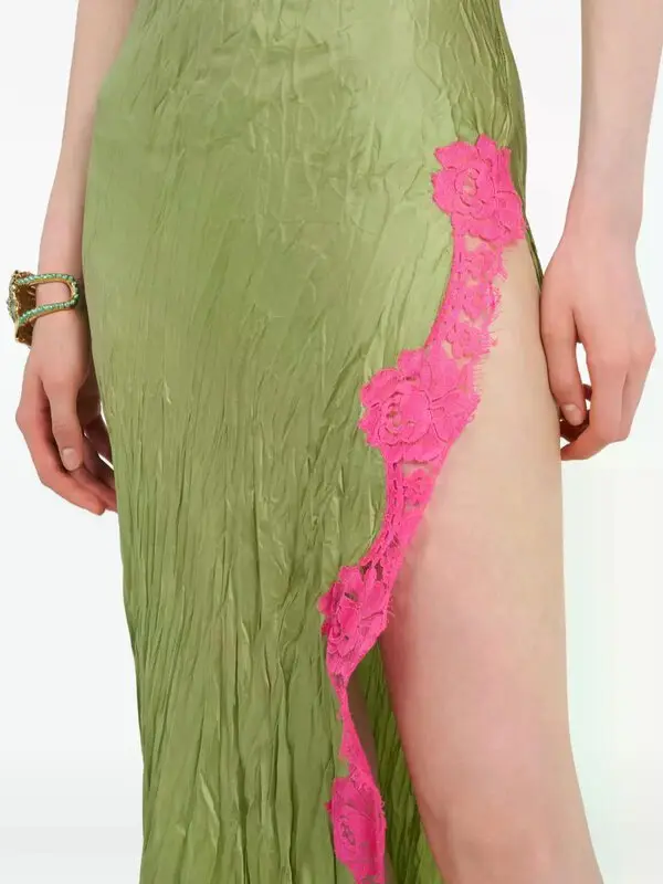 Roberto Cavalli Lace-trim Halterneck Maxi Dress