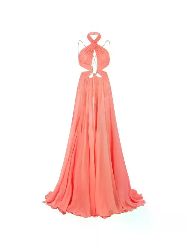Roberto Cavalli Pleated Maxi Dress - Pink