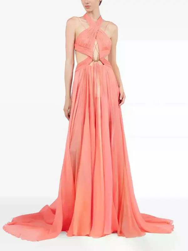 Roberto Cavalli Pleated Maxi Dress - Pink